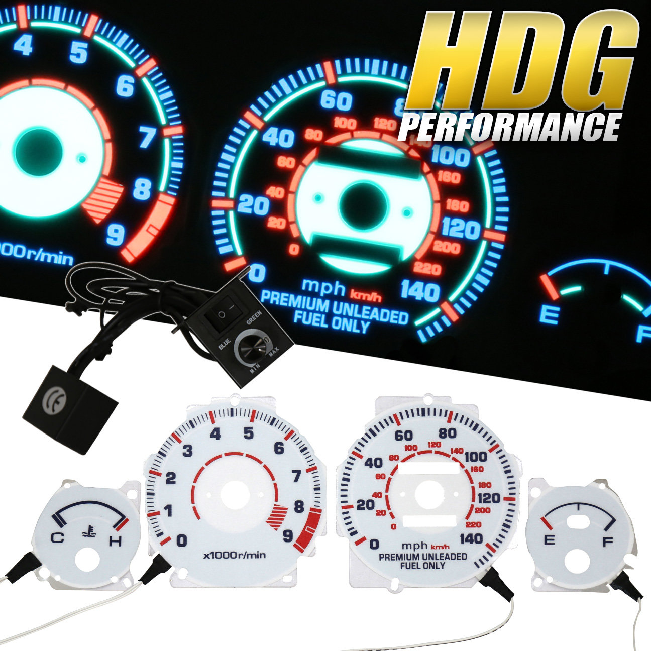 Find 90-93 Acura Integra 3D Reverse Indiglo Overlay Glow Gauge Face Cluster Upgrade in La Puente ...