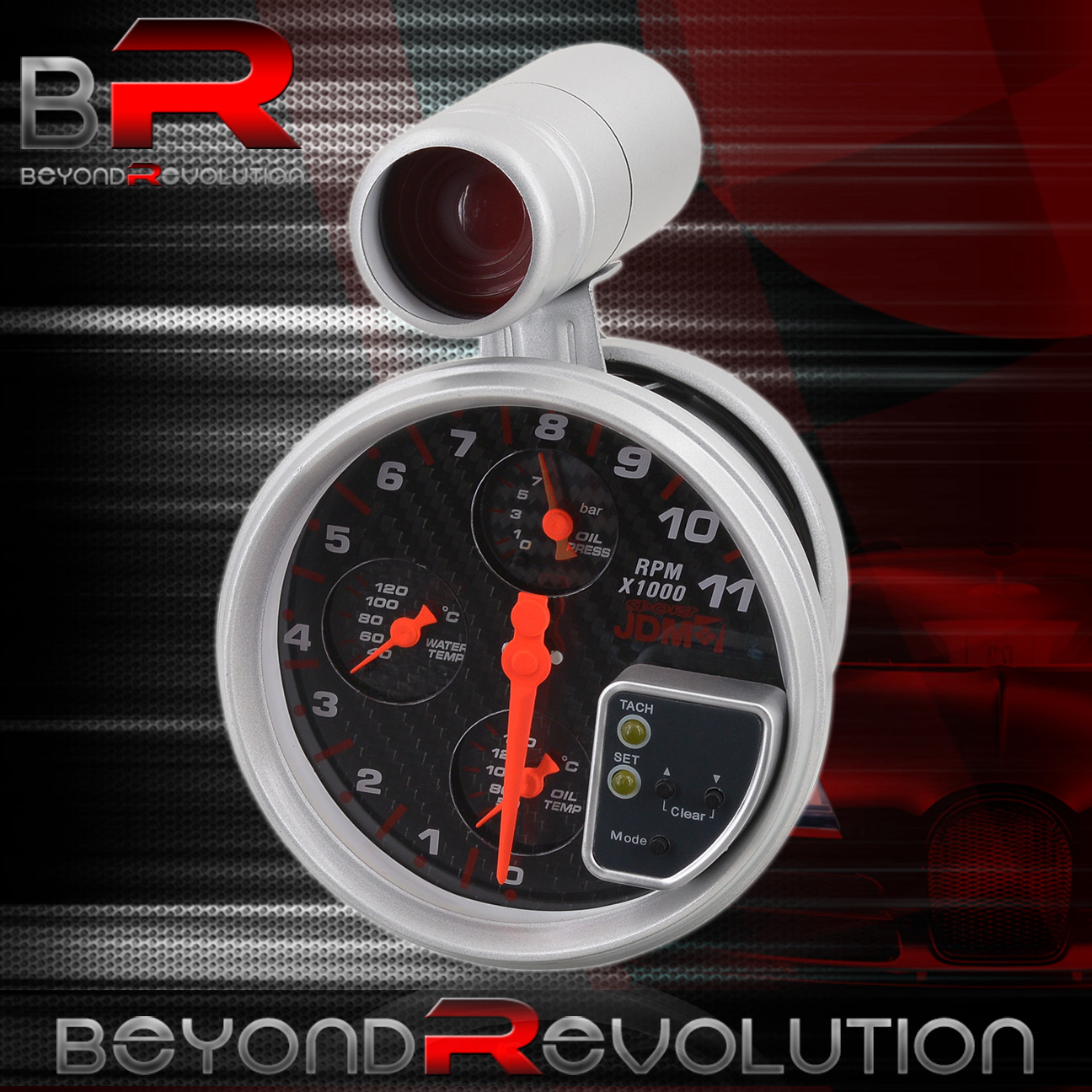 Buy 5" 4in1 CARBON FIBER LED TACHOMETER 0-11000 RPM GAUGE CLUSTER OIL ...
