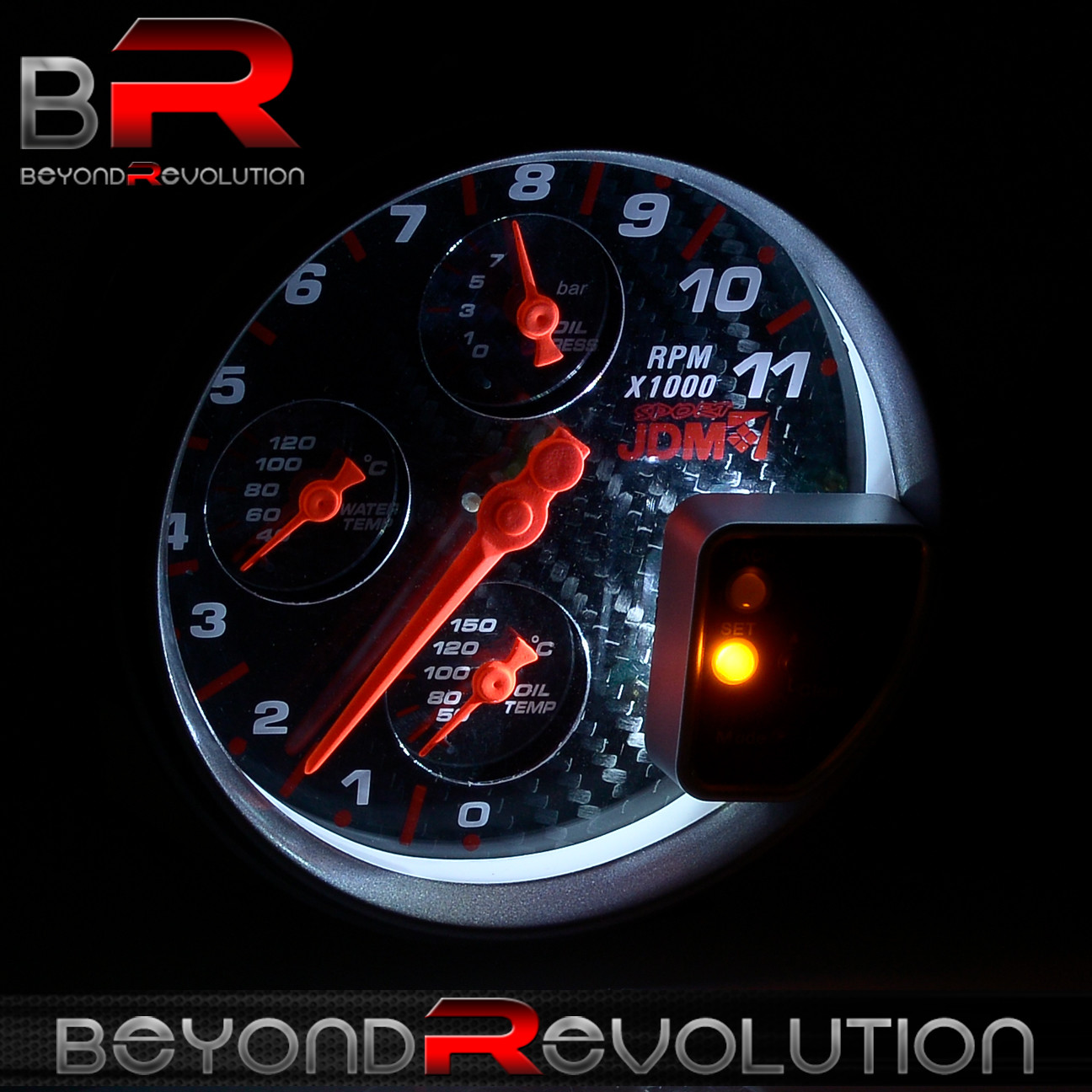 Buy 5" 4in1 CARBON FIBER LED TACHOMETER 0-11000 RPM GAUGE CLUSTER OIL ...