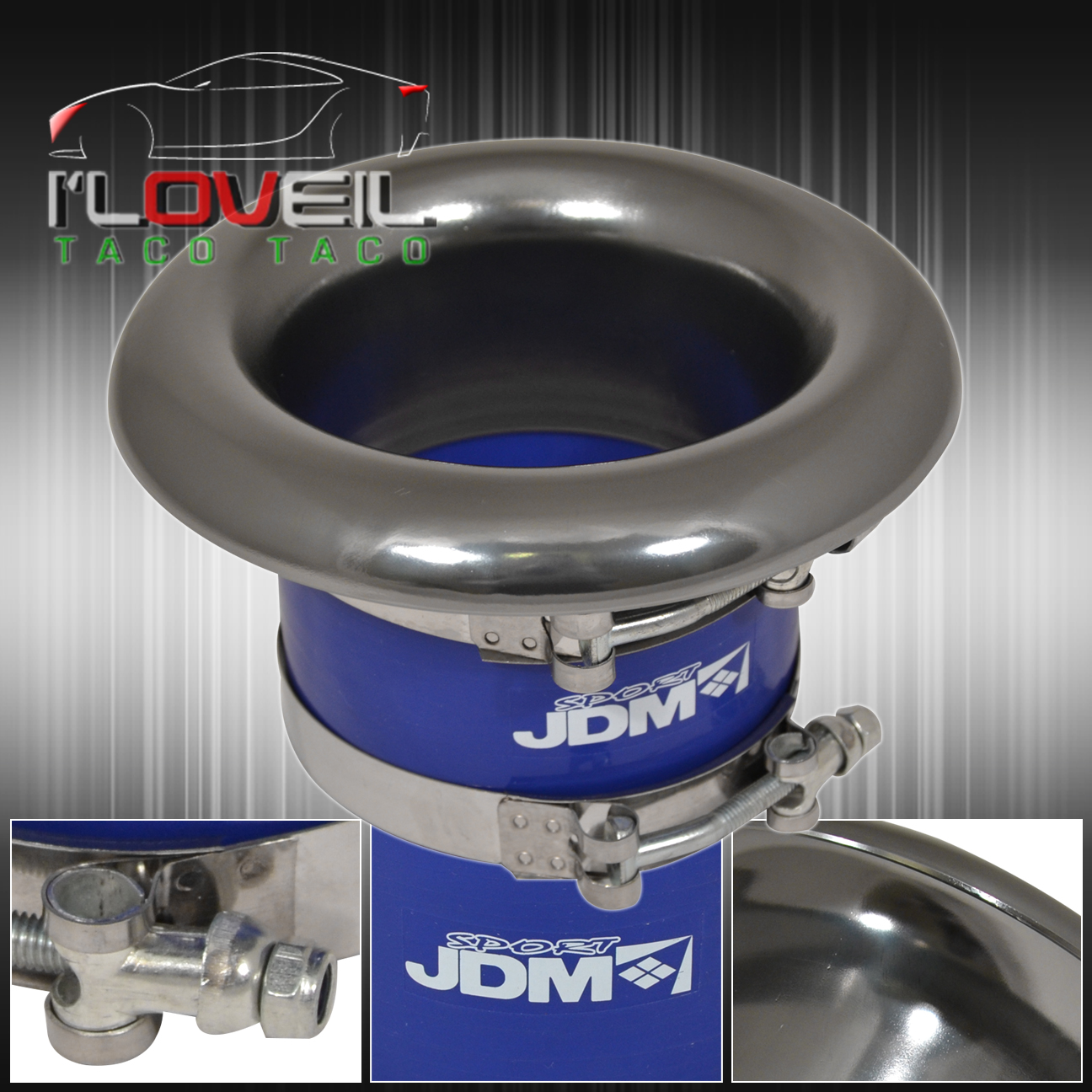 3" VELOCITY STACK HIGH MASS AIR FLOW INTAKE COLD SHORT RAM TURBO ...