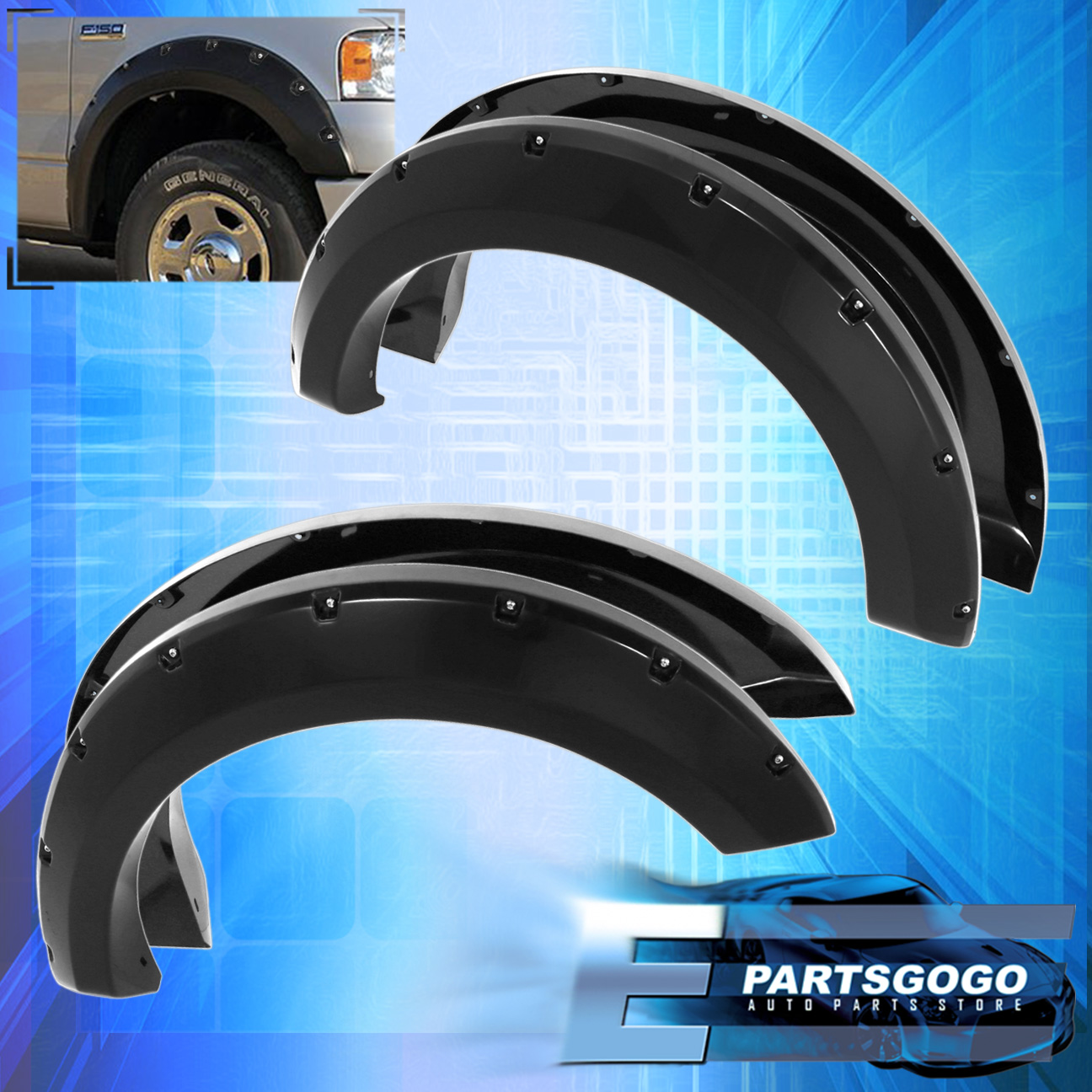 2004-2008 Ford F-150 Pickup Paintable Pocket Rivet Style Wheel Well ...