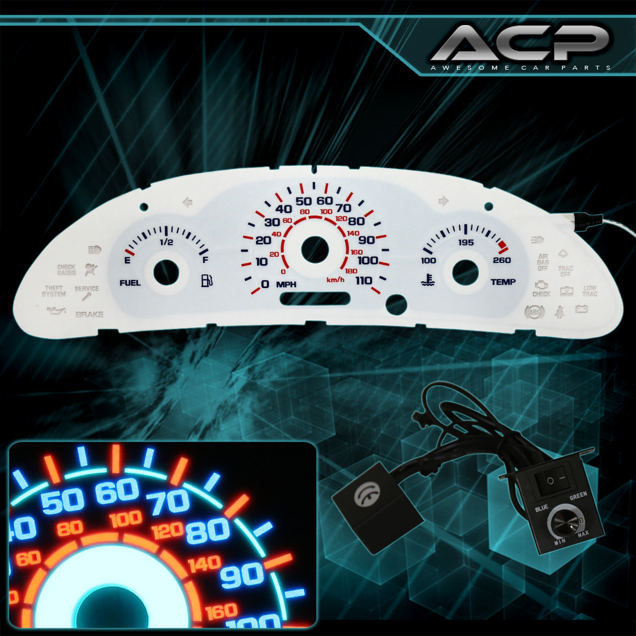 Buy White Indiglo Gauge Dashboard Cluster Upgrade For 2000-2002 ...