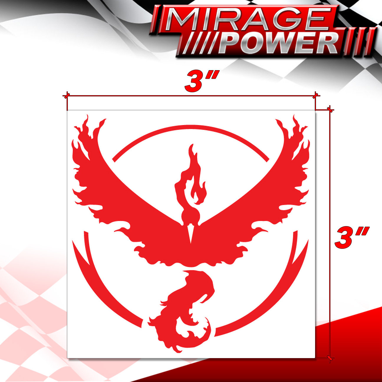 Buy 2X Red Vinly Decal Team Valor Moltres Pokemon GO 3X3 Sticker Window ...