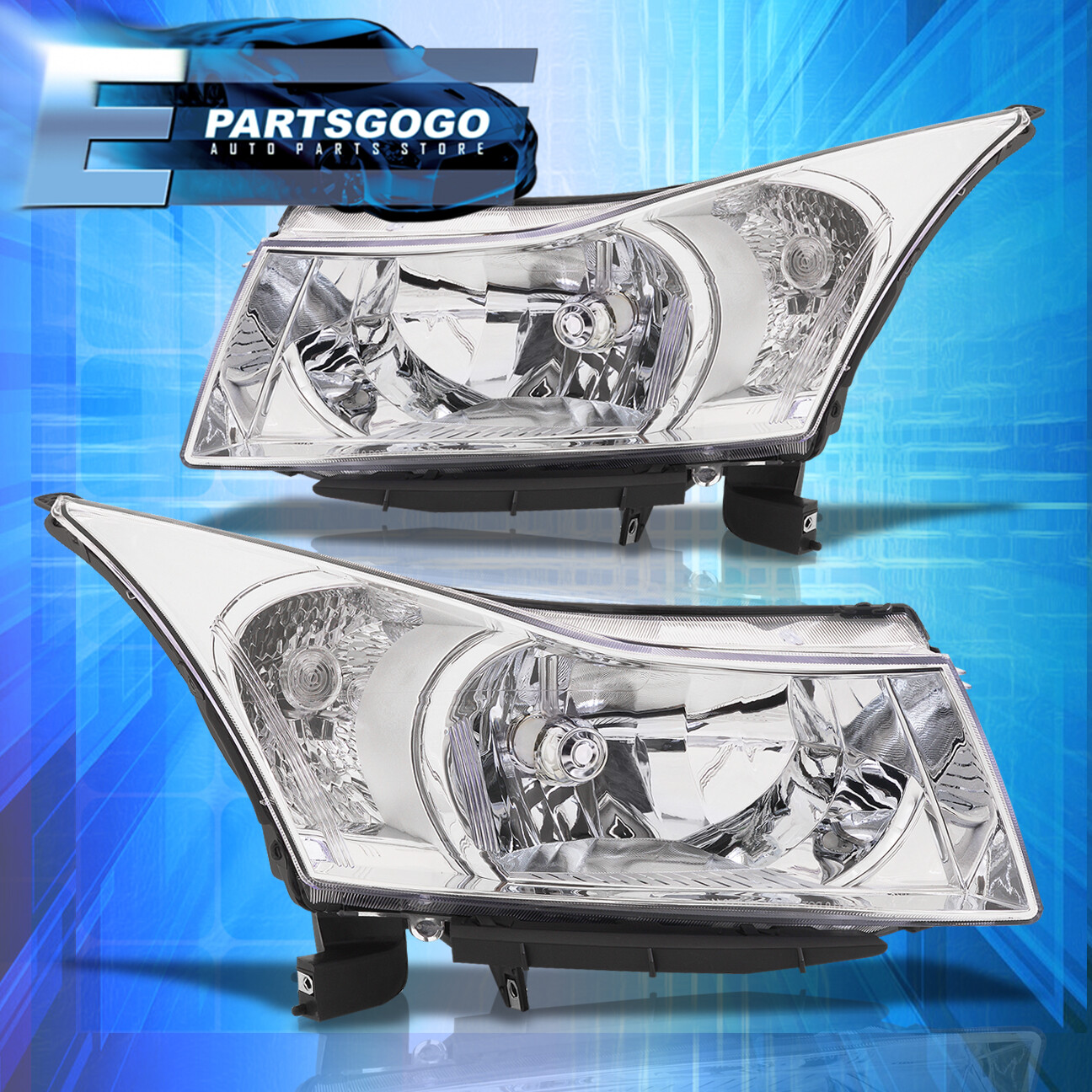 For 11-15 Chevy Cruze LS LT LTZ Replacement Chrome Headlights Lamps LH ...