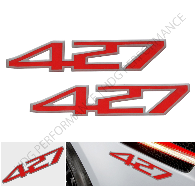 Pair of Chevy/Ford 427 Block Red Sticker Decal Bumper Emblem Fender Badge